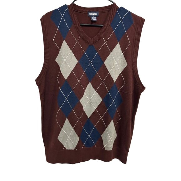 Bue Ocean | Sweaters | Bue Ocean Mens Brown Maroon Argyle Sweater Vest ...